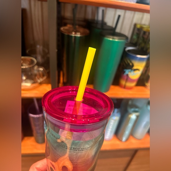 Starbucks | Accessories | Starbucks Rainbow Glass Cup Mottled Rippled ...